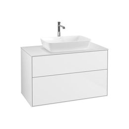 Villeroy & Boch Villeroy und Boch Finion Waschtischunterschrank G76100GF 100x60,3cm, Emotion, Abdeckplatte white matt, Glossy white lacquer