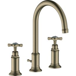 Hansgrohe Axor Montreux 3-Loch-Waschtischarmatur 16513820 Ausladung 175mm, Zugstangen-Ablaufgarnitur, brushed nickel