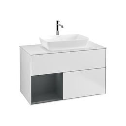 Villeroy & Boch Villeroy und Boch Finion Waschtischunterschrank F771HGMT 100cm, Abdeckplatte white matt, Regale Midnight matt lacquer, White matt lacquer