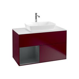 Villeroy & Boch Villeroy und Boch Finion Waschtischunterschrank F771HGHB 100cm, Abdeckplatte white matt, Regale Midnight matt lacquer, Peony Matt