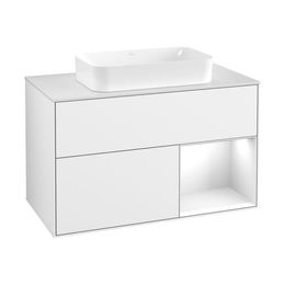 Villeroy & Boch Villeroy und Boch Finion Waschtischunterschrank G661GFGF 100x60,3x50,1cm, Regal rechts Glossy white lacquer, Glossy white lacquer