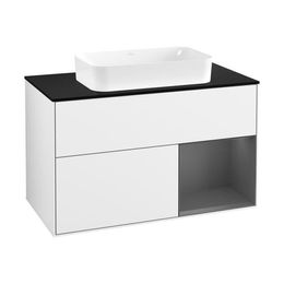 Villeroy & Boch Villeroy und Boch Finion Waschtischunterschrank G662GKGF 100x60,3x50,1cm, Regal rechts Anthracite matt, Glossy white lacquer