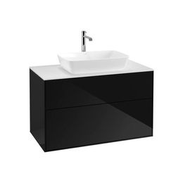 Villeroy & Boch Villeroy und Boch Finion Waschtischunterschrank G76100PH 100x60,3cm, Emotion, Abdeckplatte white matt, Glossy Black Lacquer