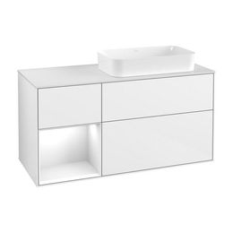 Villeroy & Boch Villeroy und Boch Finion Waschtischunterschrank F681GFGF 120x60,3x50,1cm, Regal links Glossy white lacquer, Glossy white lacquer