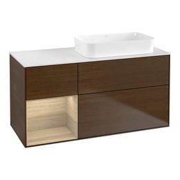Villeroy & Boch Villeroy und Boch Finion Waschtischunterschrank F681PCGN 120x60,3x50,1cm, Regal links Oak Veneer, Walnut veneer
