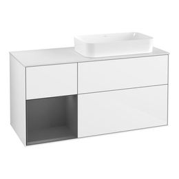 Villeroy & Boch Villeroy und Boch Finion Waschtischunterschrank F681GKGF 120x60,3x50,1cm, Regal links Anthracite matt, Glossy white lacquer