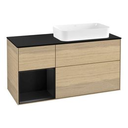 Villeroy & Boch Villeroy und Boch Finion Waschtischunterschrank F682PDPC 120x60,3x50,1cm, Regal links Black matt lacquer, Oak Veneer