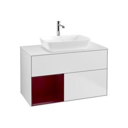 Villeroy & Boch Villeroy und Boch Finion Waschtischunterschrank F771HBMT 100cm, Abdeckplatte white matt, Regale Peony matt lacquer, White matt lacquer
