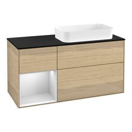 Villeroy & Boch Villeroy und Boch Finion Waschtischunterschrank F682MTPC 120x60,3x50,1cm, Regal links White matt lacquer, Oak Veneer