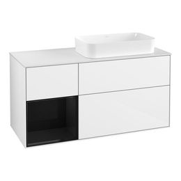 Villeroy & Boch Villeroy und Boch Finion Waschtischunterschrank F681PHGF 120x60,3x50,1cm, Regal links Glossy Black Lacquer, Glossy white lacquer