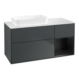 Villeroy & Boch Villeroy und Boch Finion Waschtischunterschrank F691PDHG 120x60,3x50,1cm, Regal rechts Black matt lacquer, Midnight Blue Matt Lacquer