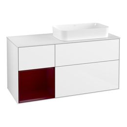 Villeroy & Boch Villeroy und Boch Finion Waschtischunterschrank G681HBGF 120x60,3x50,1cm, Regal links Peony, Glossy white lacquer