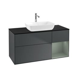 Villeroy & Boch Villeroy und Boch Finion Waschtischunterschrank G832GMHG 120cm, Abdeckplatte black matt, Emotion, Regale Olive matt lacquer, Midnight Blue Matt Lacquer