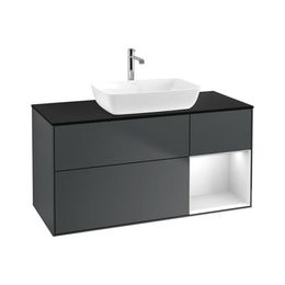 Villeroy & Boch Villeroy und Boch Finion Waschtischunterschrank G832MTHG 120cm, Abdeckplatte black matt, Emotion, Regale White matt lacquer, Midnight Blue Matt Lacquer