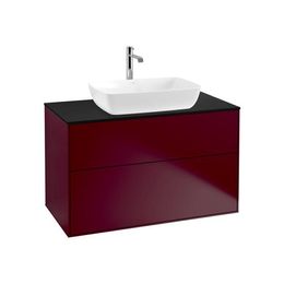 Villeroy & Boch Villeroy und Boch Finion Waschtischunterschrank F76200HB 100x60,3cm, Abdeckplatte black matt, Peony Matt