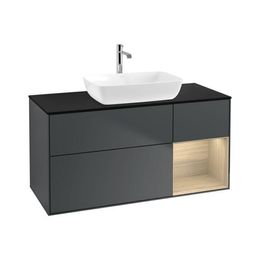 Villeroy & Boch Villeroy und Boch Finion Waschtischunterschrank G832PCHG 120cm, Abdeckplatte black matt, Emotion, Regale Oak Veneer, Midnight Blue Matt Lacquer