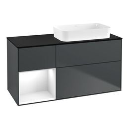 Villeroy & Boch Villeroy und Boch Finion Waschtischunterschrank G682GFHG 120x60,3x50,1cm, Regal links Glossy white lacquer, Midnight Blue Matt Lacquer