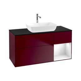 Villeroy & Boch Villeroy und Boch Finion Waschtischunterschrank G832GFHB 120cm, Abdeckplatte black matt, Emotion, Regale Glossy white lacquer, Peony Matt
