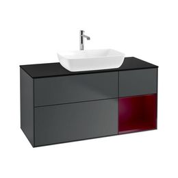 Villeroy & Boch Villeroy und Boch Finion Waschtischunterschrank G832HBHG 120cm, Abdeckplatte black matt, Emotion, Regale Peony matt lacquer, Midnight Blue Matt Lacquer