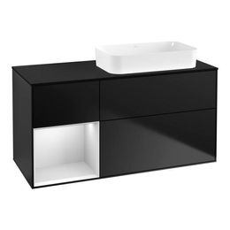 Villeroy & Boch Villeroy und Boch Finion Waschtischunterschrank G682MTPD 120x60,3x50,1cm, Regal links White matt lacquer, Black matt lacquer