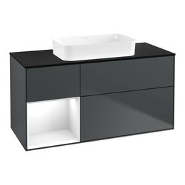 Villeroy & Boch Villeroy und Boch Finion Waschtischunterschrank G702GFHG 120x60,3x50,1cm, Regal rechts Glossy white lacquer, Midnight Blue Matt Lacquer