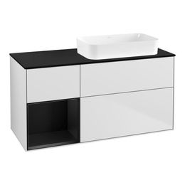 Villeroy & Boch Villeroy und Boch Finion Waschtischunterschrank G682GFGM 120x60,3x50,1cm, Regal links Glossy white lacquer, Olive Matt Lacquer