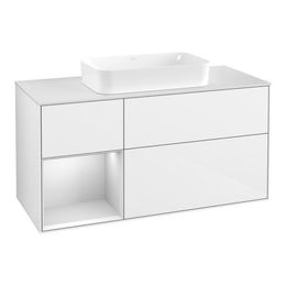 Villeroy & Boch Villeroy und Boch Finion Waschtischunterschrank G701MTGF 120x60,3x50,1cm, Regal rechts White matt lacquer, Glossy white lacquer