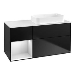 Villeroy & Boch Villeroy und Boch Finion Waschtischunterschrank G681MTPD 120x60,3x50,1cm, Regal links White matt lacquer, Black matt lacquer