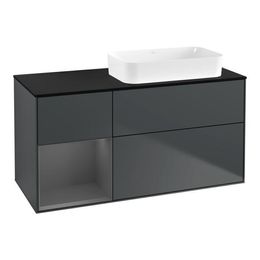 Villeroy & Boch Villeroy und Boch Finion Waschtischunterschrank G682GKHG 120x60,3x50,1cm, Regal links Anthracite matt, Midnight Blue Matt Lacquer