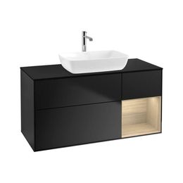 Villeroy & Boch Villeroy und Boch Finion Waschtischunterschrank G832PCPD 120cm, Abdeckplatte black matt, Emotion, Regale Oak Veneer, Black matt lacquer