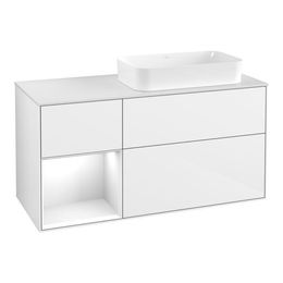 Villeroy & Boch Villeroy und Boch Finion Waschtischunterschrank G681GFGF 120x60,3x50,1cm, Regal links Glossy white lacquer, Glossy white lacquer
