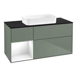 Villeroy & Boch Villeroy und Boch Finion Waschtischunterschrank G702GFGM 120x60,3x50,1cm, Regal rechts Glossy white lacquer, Olive Matt Lacquer
