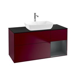 Villeroy & Boch Villeroy und Boch Finion Waschtischunterschrank G832HGHB 120cm, Abdeckplatte black matt, Emotion, Regale Midnight matt lacquer, Peony Matt