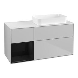Villeroy & Boch Villeroy und Boch Finion Waschtischunterschrank G681PHGJ 120x60,3x50,1cm, Regal links Glossy Black Lacquer, Light grey matt
