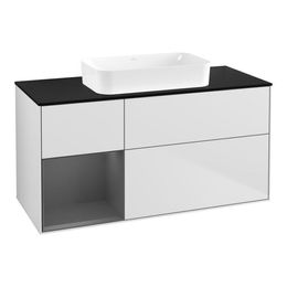 Villeroy & Boch Villeroy und Boch Finion Waschtischunterschrank F702GKMT 120x60,3x50,1cm, Regal links Anthracite matt, White matt lacquer