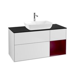 Villeroy & Boch Villeroy und Boch Finion Waschtischunterschrank G832HBMT 120cm, Abdeckplatte black matt, Emotion, Regale Peony matt lacquer, White matt lacquer