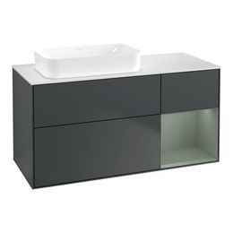 Villeroy & Boch Villeroy und Boch Finion Waschtischunterschrank F691GMHG 120x60,3x50,1cm, Regal rechts Olive Matt Lacquer, Midnight Blue Matt Lacquer