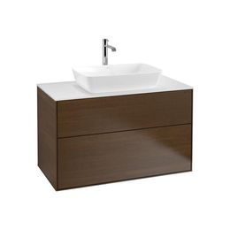 Villeroy & Boch Villeroy und Boch Finion Waschtischunterschrank F76100GN 100x60,3cm, Abdeckplatte white matt, Walnut veneer