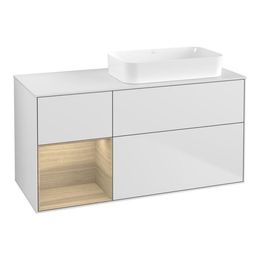 Villeroy & Boch Villeroy und Boch Finion Waschtischunterschrank G681PCMT 120x60,3x50,1cm, Regal links Oak Veneer, White matt lacquer