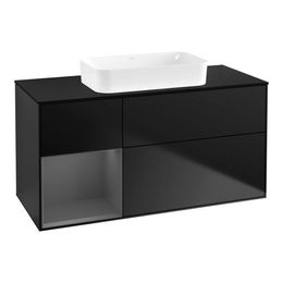 Villeroy & Boch Villeroy und Boch Finion Waschtischunterschrank G702GKPD 120x60,3x50,1cm, Regal rechts Anthracite matt, Black matt lacquer