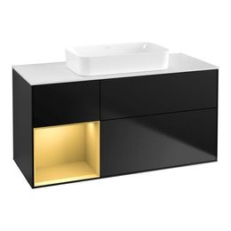 Villeroy & Boch Villeroy und Boch Finion Waschtischunterschrank G701HFPD 120x60,3x50,1cm, Regal rechts Gold matt, Black matt lacquer