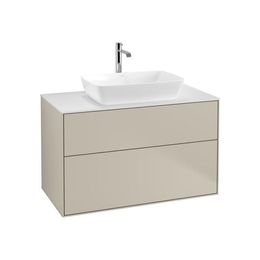 Villeroy & Boch Villeroy und Boch Finion Waschtischunterschrank F76100HH 100x60,3cm, Abdeckplatte white matt, Sand Matt Lacquer