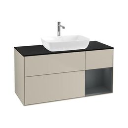 Villeroy & Boch Villeroy und Boch Finion Waschtischunterschrank G832HGHH 120cm, Abdeckplatte black matt, Emotion, Regale Midnight matt lacquer, Sand Matt Lacquer