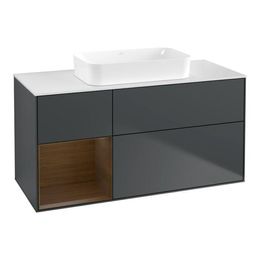 Villeroy & Boch Villeroy und Boch Finion Waschtischunterschrank G701GNHG 120x60,3x50,1cm, Regal rechts Walnut veneer, Midnight Blue Matt Lacquer