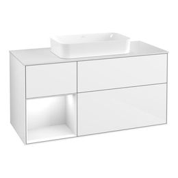 Villeroy & Boch Villeroy und Boch Finion Waschtischunterschrank G701GFGF 120x60,3x50,1cm, Regal rechts Glossy white lacquer, Glossy white lacquer