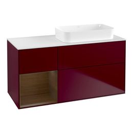 Villeroy & Boch Villeroy und Boch Finion Waschtischunterschrank G681GNHB 120x60,3x50,1cm, Regal links Walnut veneer, Peony Matt