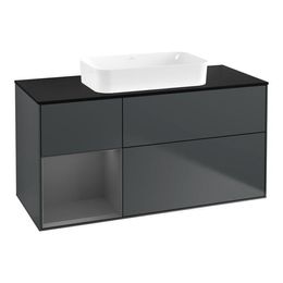 Villeroy & Boch Villeroy und Boch Finion Waschtischunterschrank G702GKHG 120x60,3x50,1cm, Regal rechts Anthracite matt, Midnight Blue Matt Lacquer