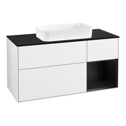 Villeroy & Boch Villeroy und Boch Finion Waschtischunterschrank G712PDGF 120x60,3x50,1cm, Regal rechts Black matt lacquer, Glossy white lacquer