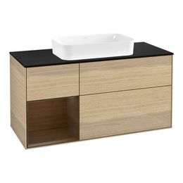 Villeroy & Boch Villeroy und Boch Finion Waschtischunterschrank F702GNPC 120x60,3x50,1cm, Regal links Walnut veneer, Oak Veneer