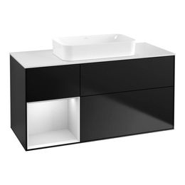Villeroy & Boch Villeroy und Boch Finion Waschtischunterschrank G701MTPD 120x60,3x50,1cm, Regal rechts White matt lacquer, Black matt lacquer